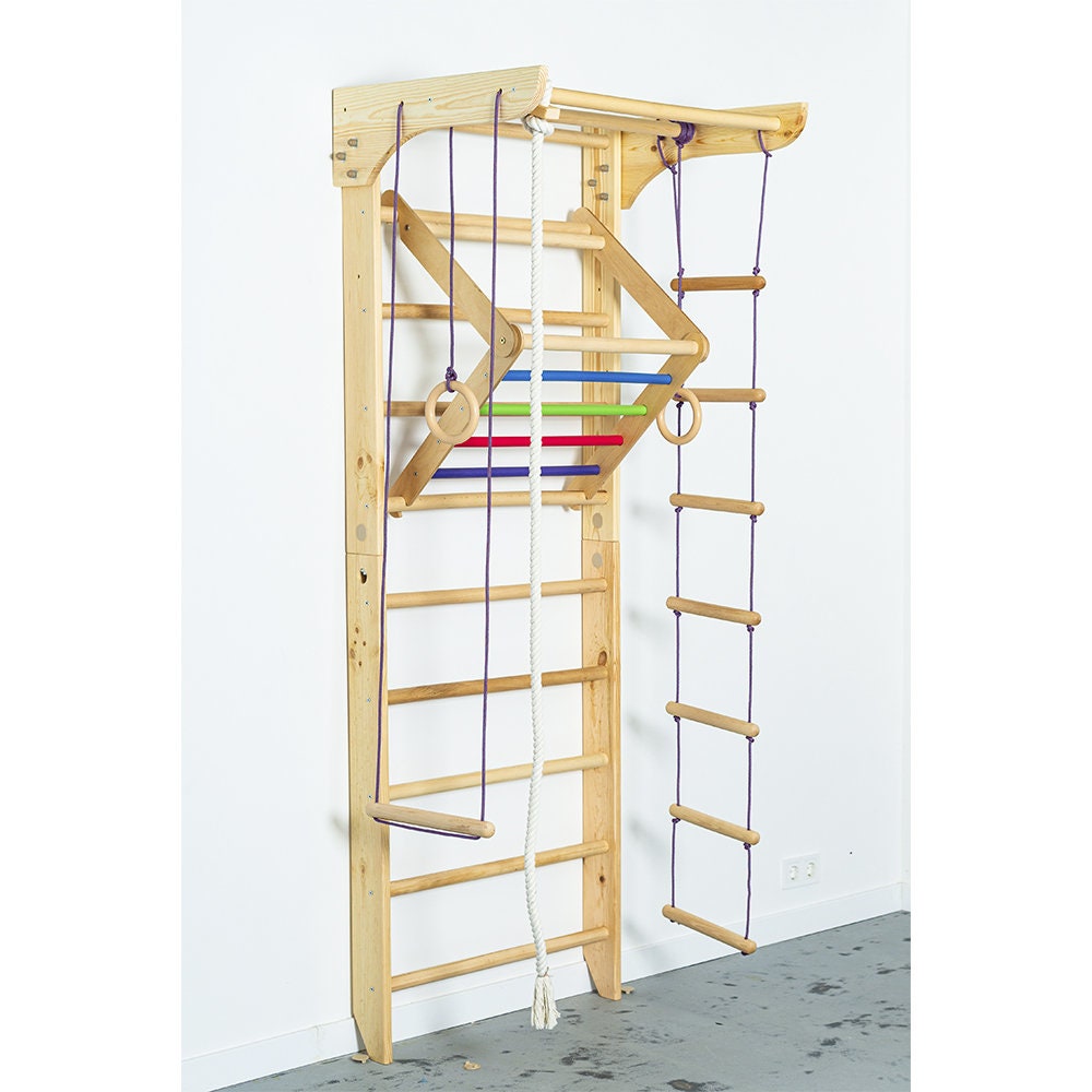 Sport ladder made of natural wood for kids and adults with Pull Up Bar
